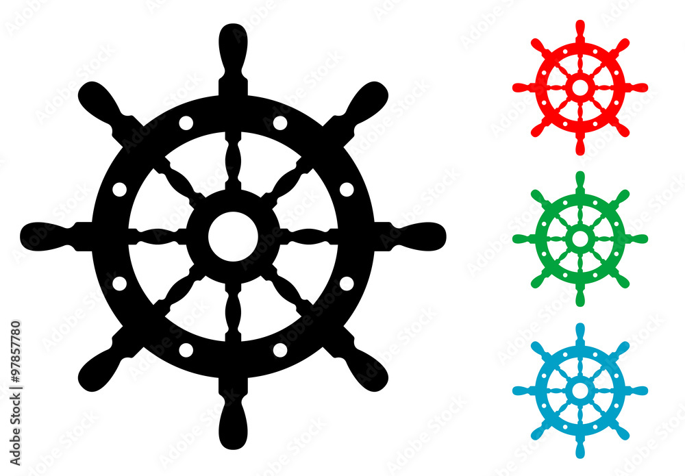 Icono plano timon de barco en varios colores #1 Stock Vector | Adobe Stock