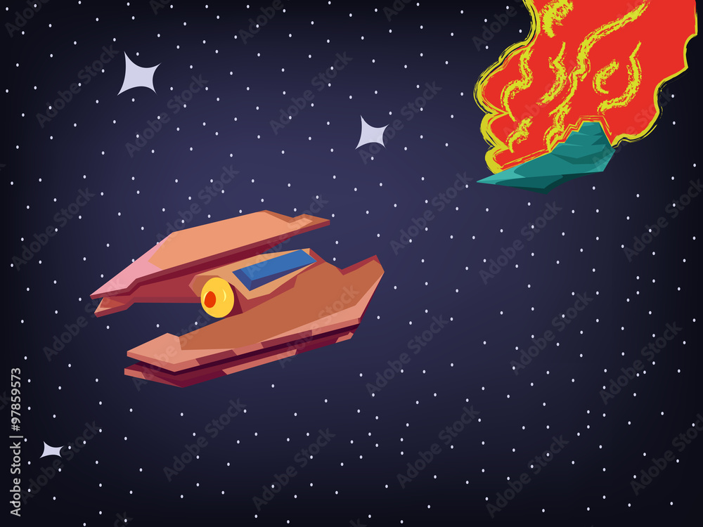 Spaceship Explosion in Cosmos Stock Vector | Adobe Stock