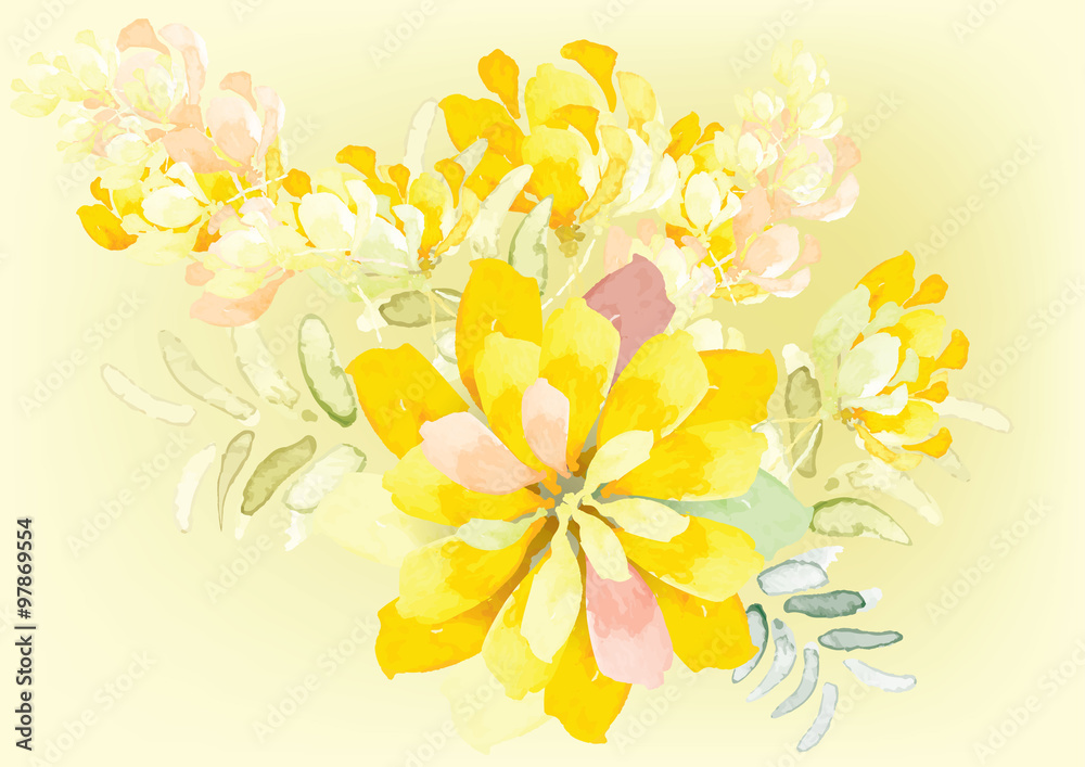 abstract yellow flowers background ,bouquet of flowers for background ...