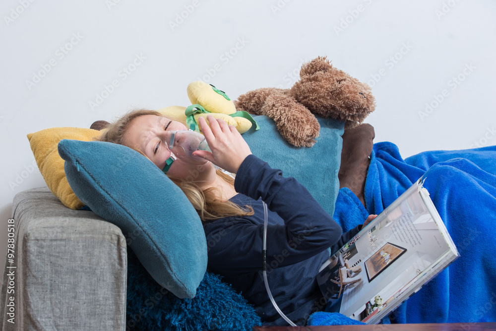 nebulizer, cute girl using inhaler Stock Photo | Adobe Stock