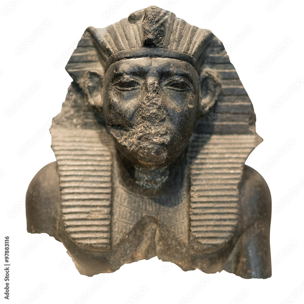 Head of an ancient egyptian pharaoh carved in black stone Stock Photo ...
