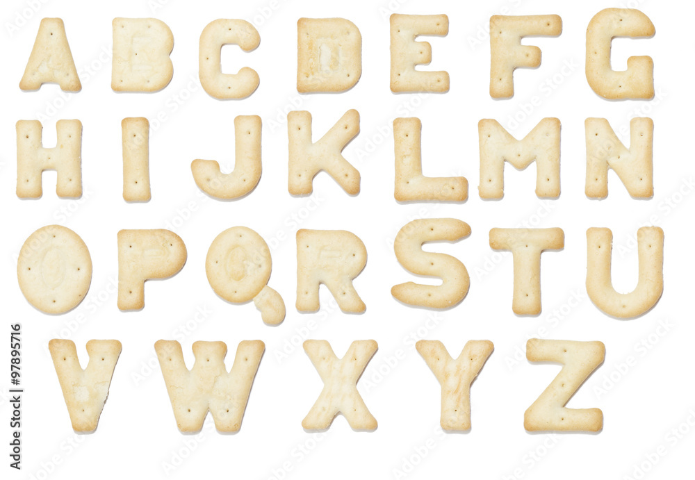 full English alphabet of cracker cookie Stock Photo | Adobe Stock