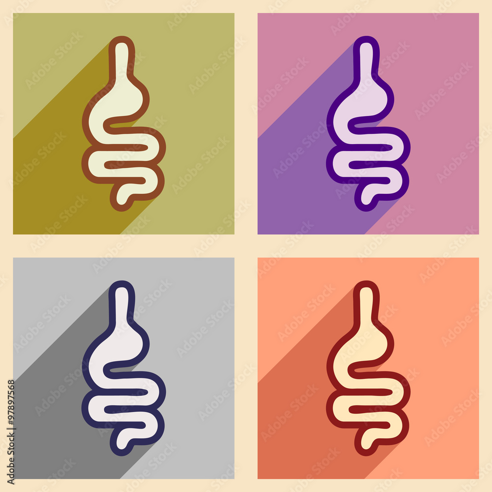 Icons of assembly human intestines in flat style Stock-Vektorgrafik ...