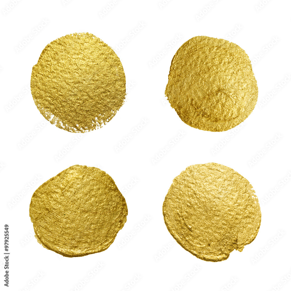 Gold paint circle smear stain texture set Stock Photo | Adobe Stock