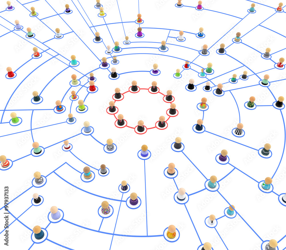Cartoon Crowd, Link Inner Circle Stock Illustration | Adobe Stock