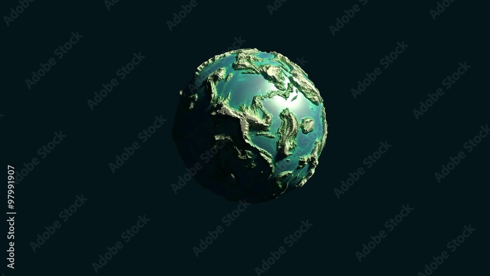 Loopable cgi 3D globe motion animation planet Earth rotation simulation ...