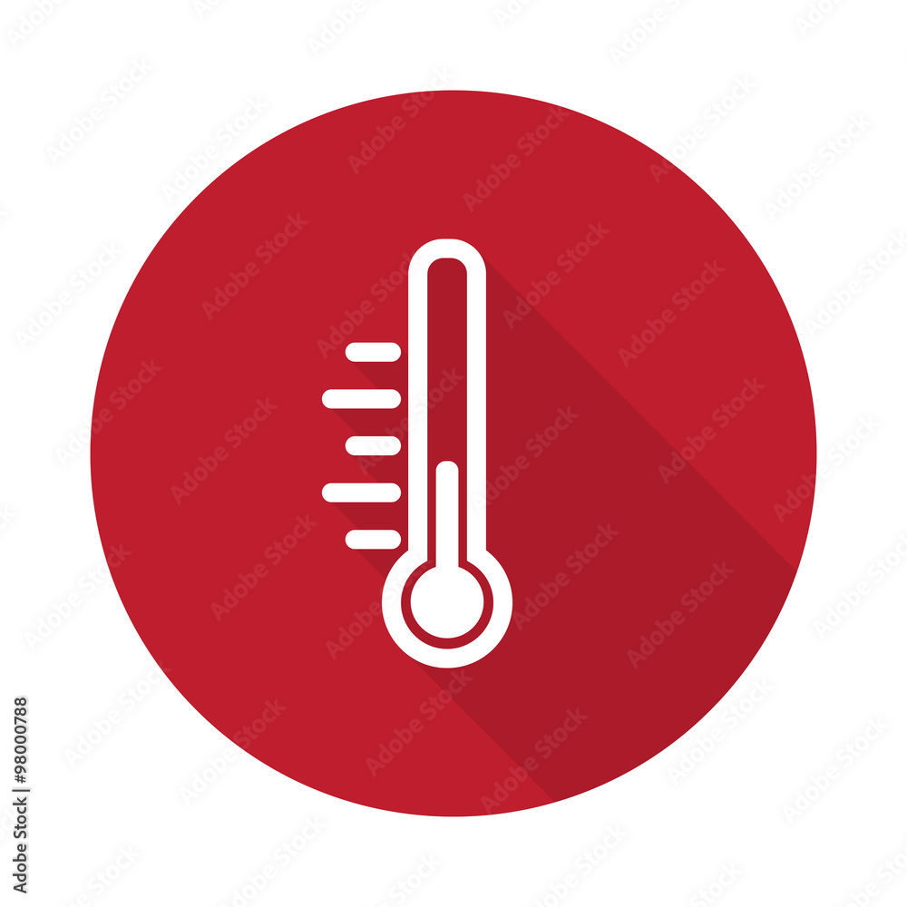 Flat Temperature icon with long shadow on red circle Stock Vector ...
