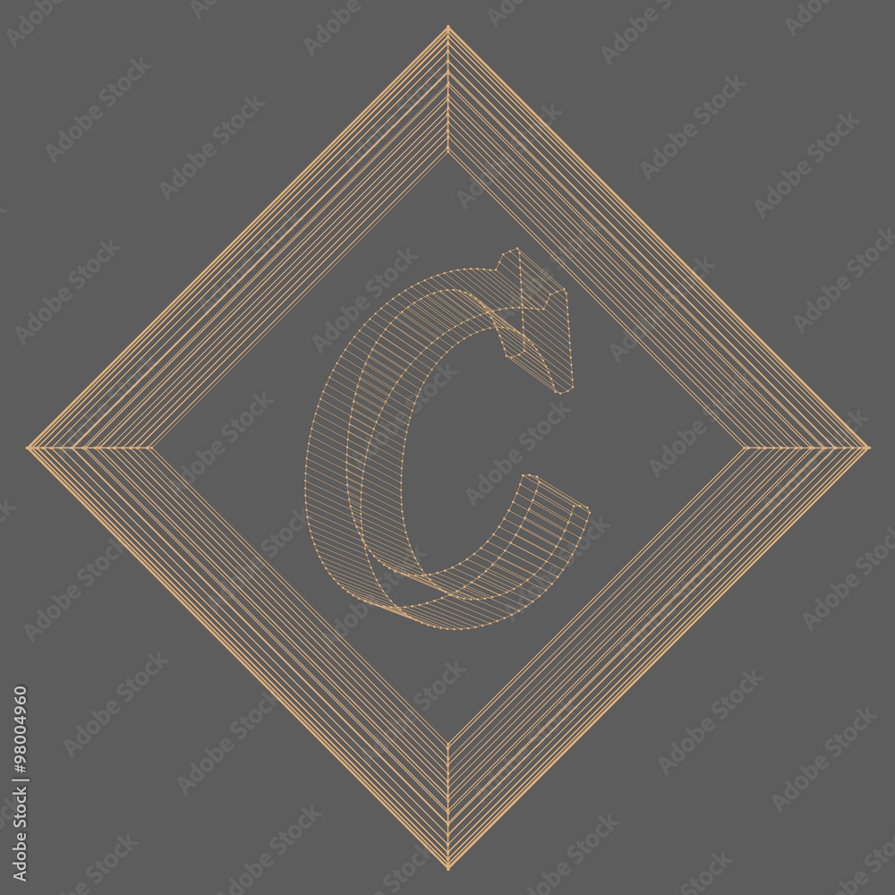Vector illustration of letter C. Fonts of Mesh polygonal. The ...