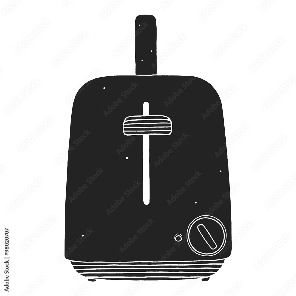 Hand drawn cartoon toaster on the white background Stock Illustration ...