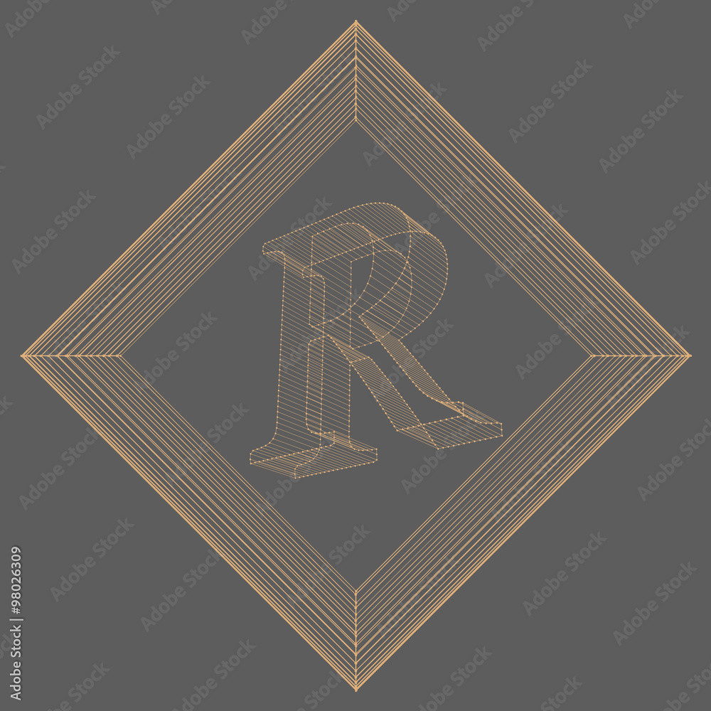 Vector illustration of letter R. Fonts of Mesh polygonal. The ...