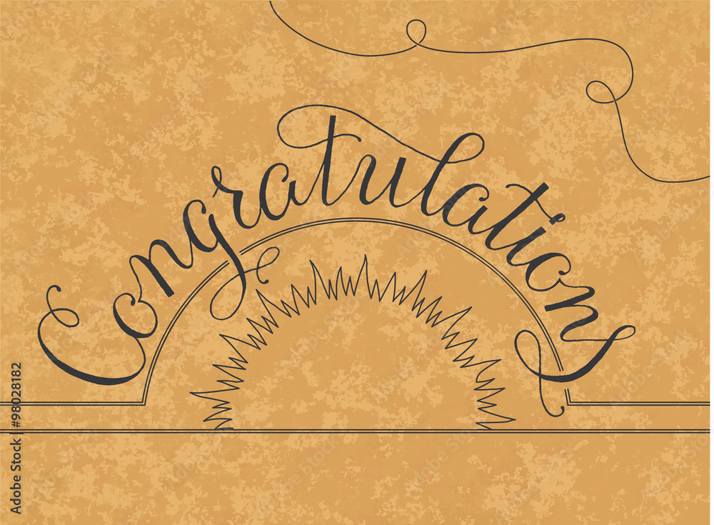 Congratulations lettering illustration hand written design on a gold ...
