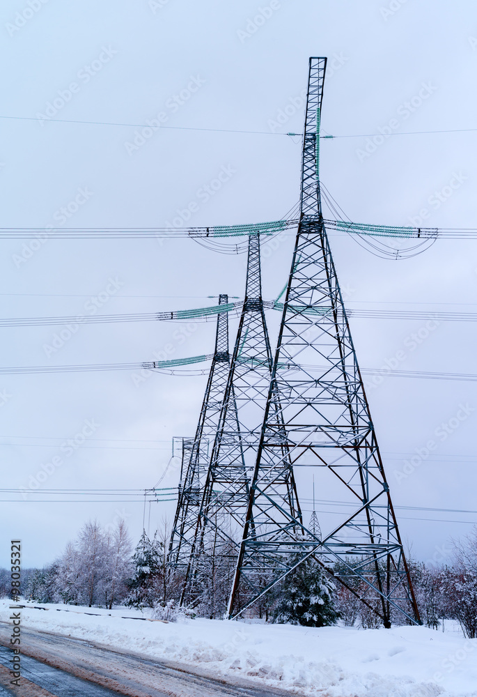 Vertical varitone industrial power lines background backdrop Stock ...