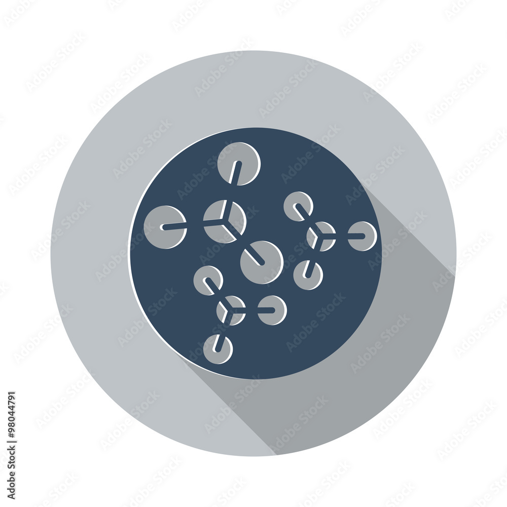 Flat Molecules icon with long shadow on grey circle Stock Vector ...