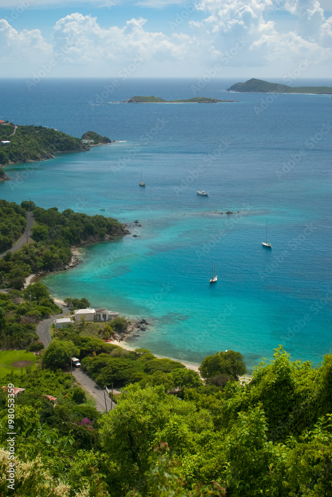 View of Round Bay on the east end of St John, United States Virgin ...