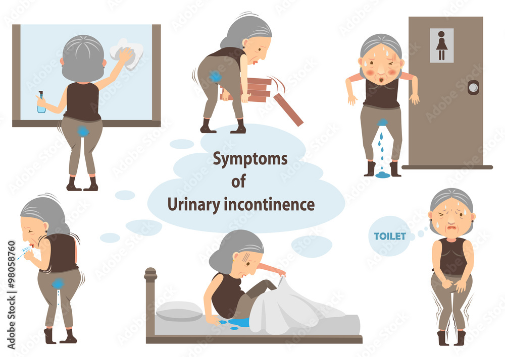 Diseases of Urine discharge old woman Infographic.vector illustration ...
