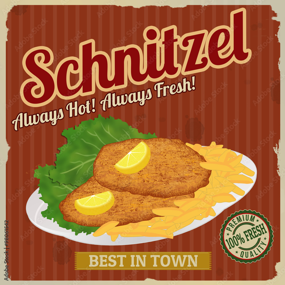 Vetor do Stock: Schnitzel retro poster | Adobe Stock