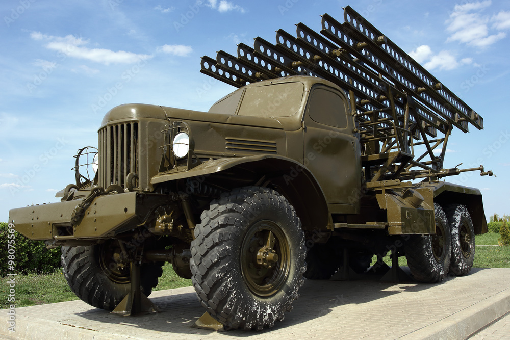 Reactive missile military installation on the vehicle. Soviet technique ...
