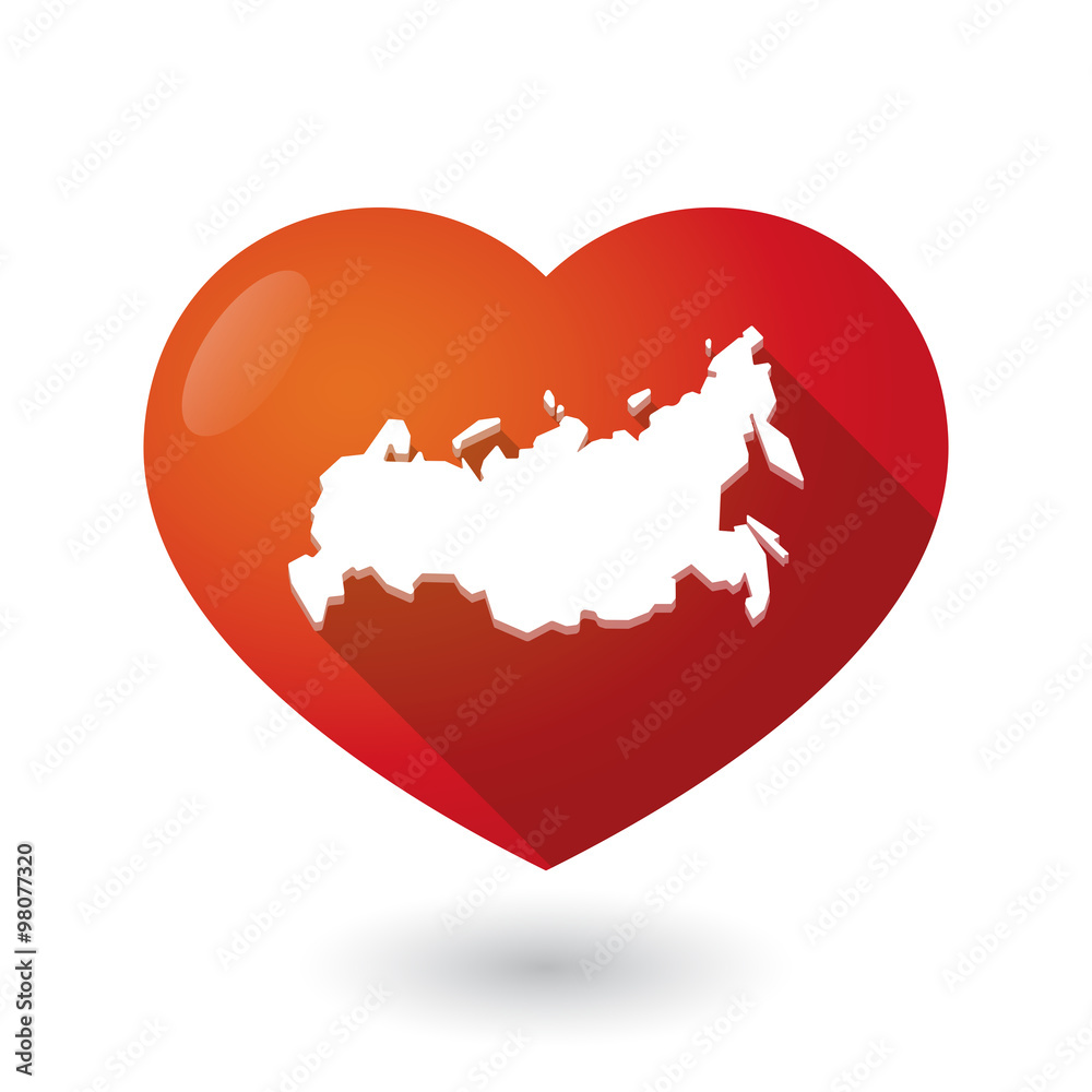 Isolated red heart with a map of Russia Stock Vector | Adobe Stock