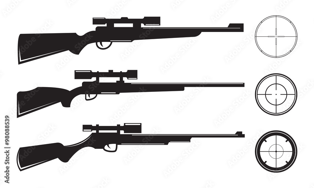 Sniper With A Variety Of Types And Shot Targets Symbols - Silhouette ...