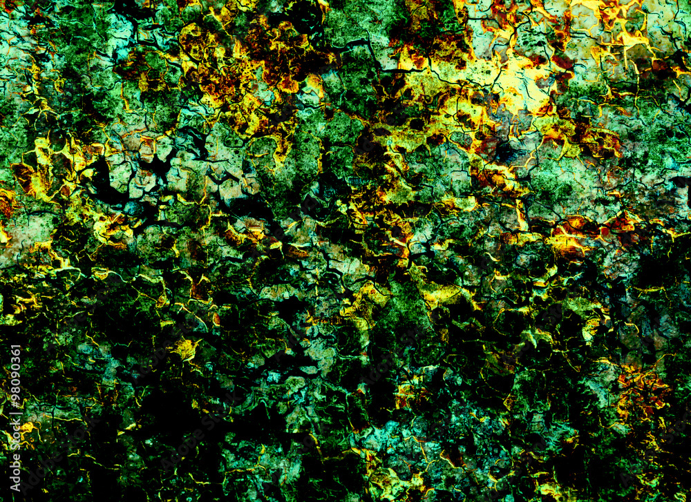 abstract gold background, color collage with spots and desert crackle ...