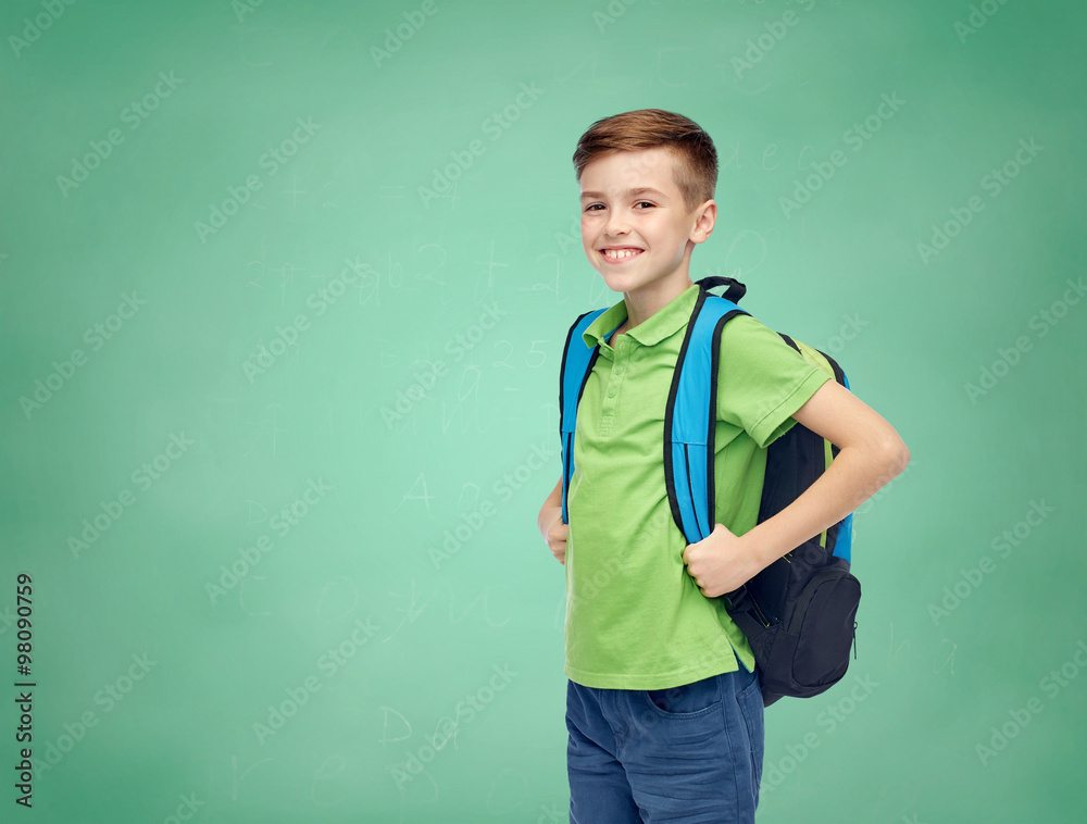 happy student boy with school bag Stock Photo | Adobe Stock