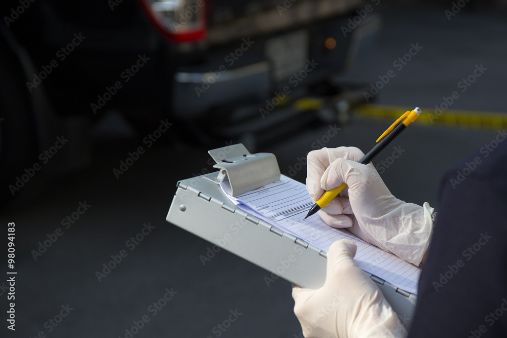 crime scene note Stock Photo | Adobe Stock