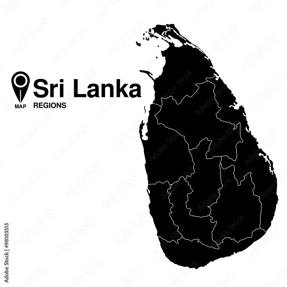 Regions map of Sri Lanka Stock Vector | Adobe Stock