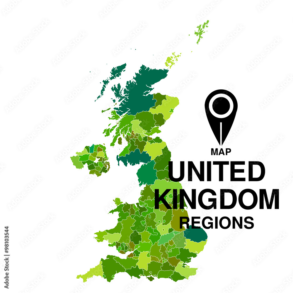 United Kingdom Regions map. Regions of England Stock Vector | Adobe Stock