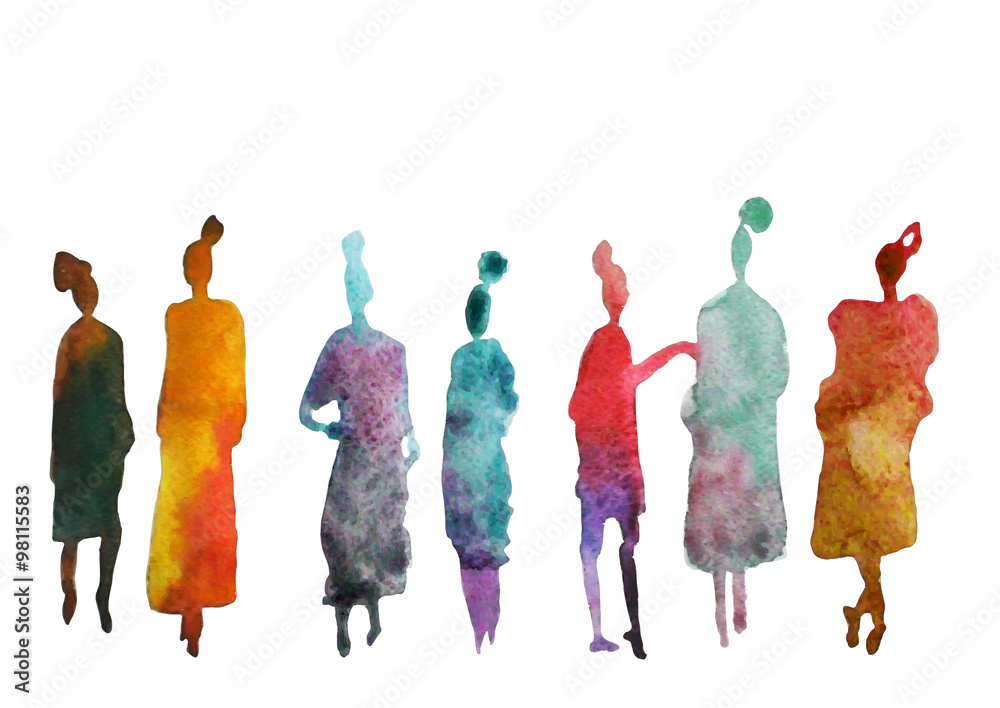 Speaking women drawn watercolor. Design for cards, banners, concepts ...