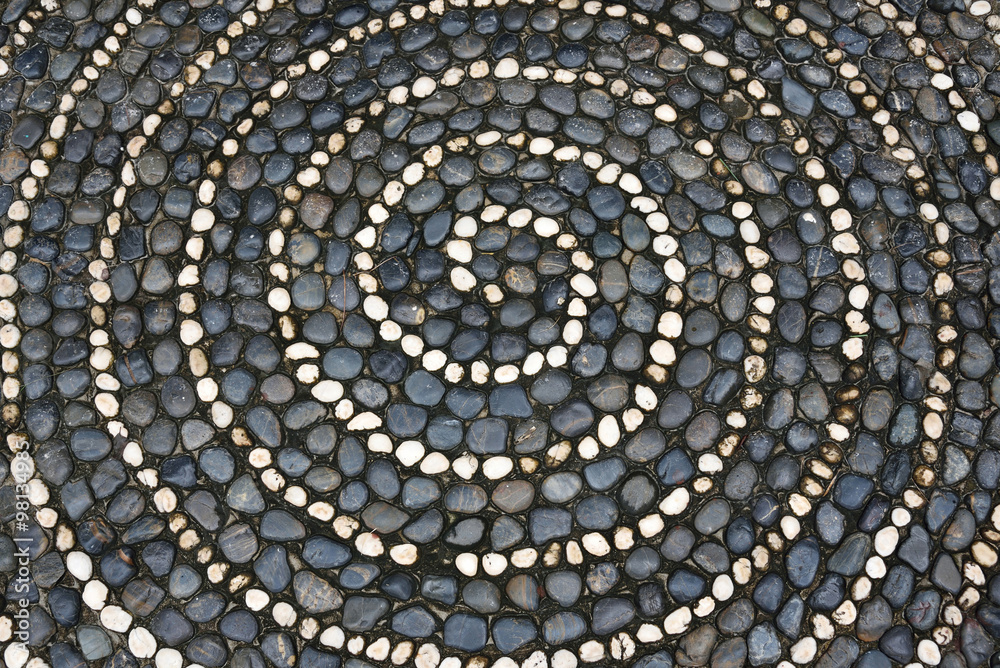 Pebbles mosaic floor with spiral pattern Stock Photo | Adobe Stock