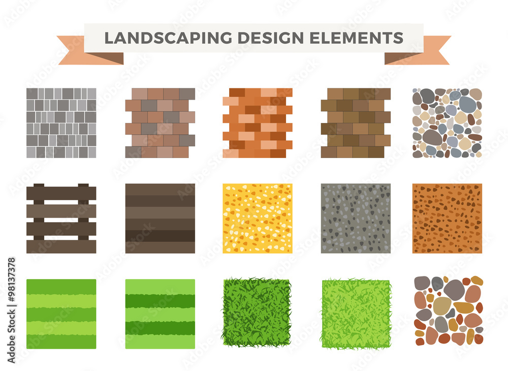 Landscaping garden design elements Stock Vector | Adobe Stock