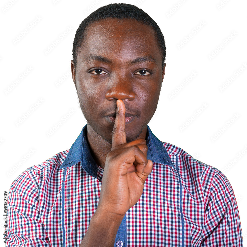 man with finger on his lips Stock Photo | Adobe Stock