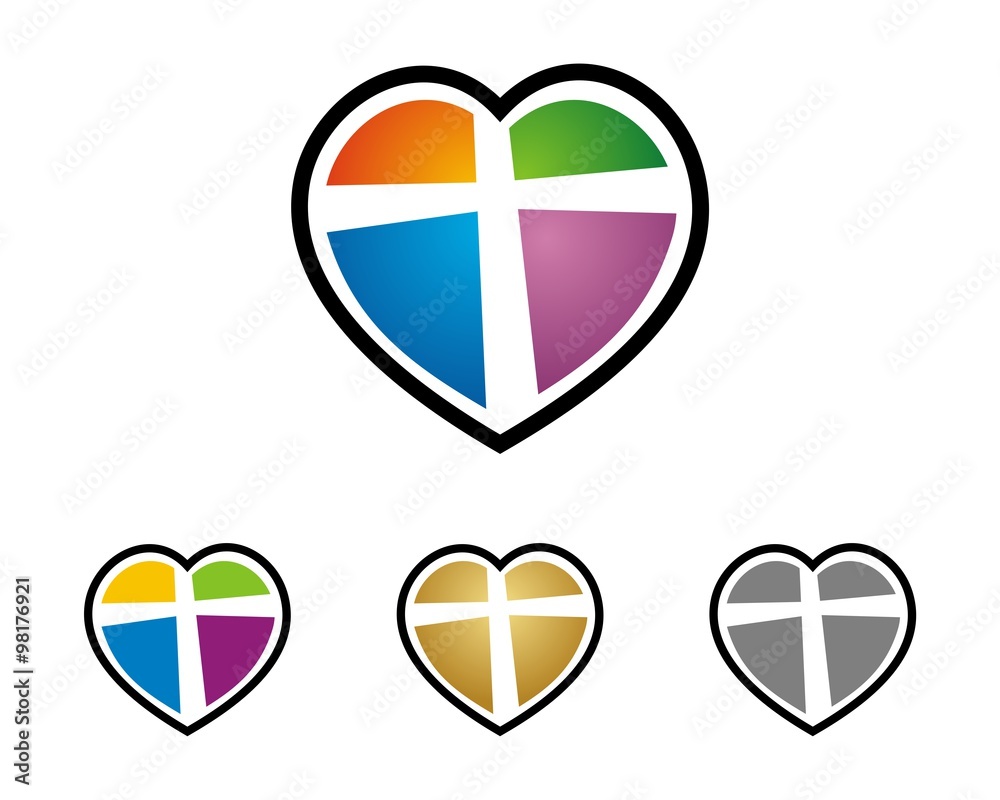 Colorful Heart Love Cross Stock Vector | Adobe Stock