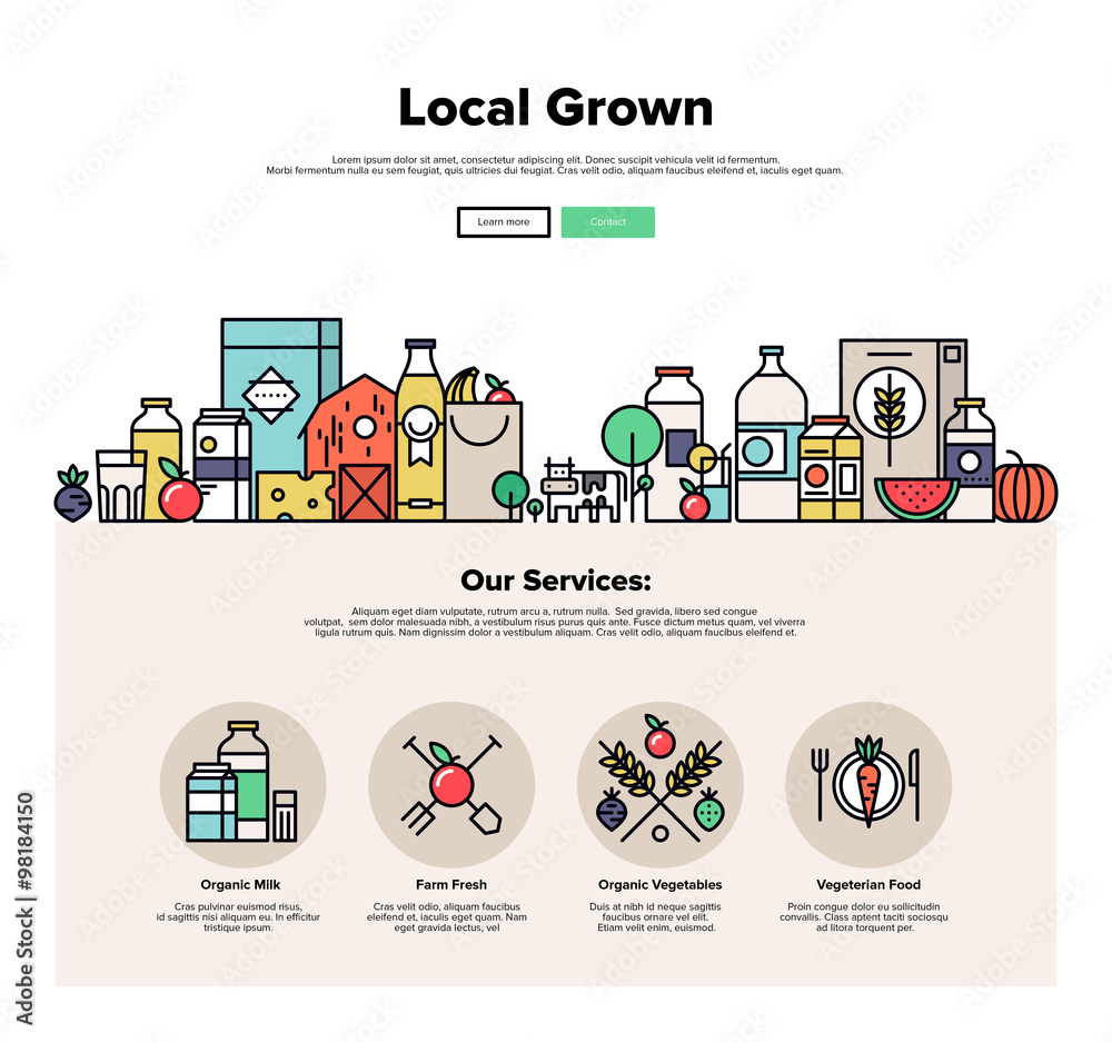 Farm grown food flat line web graphics Stock Vector | Adobe Stock