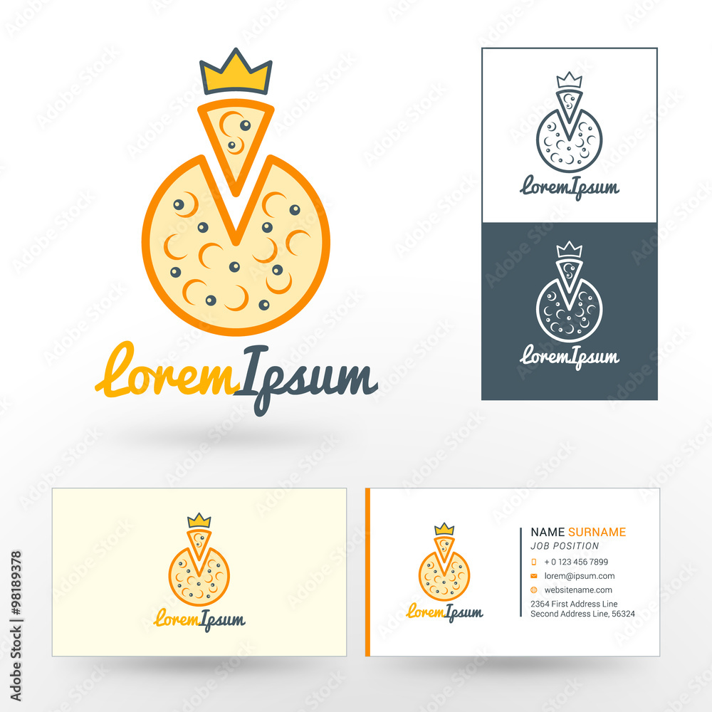 Vector Logo Template. Pizza with Golden Crown. Logo for Pizzerias Stock ...