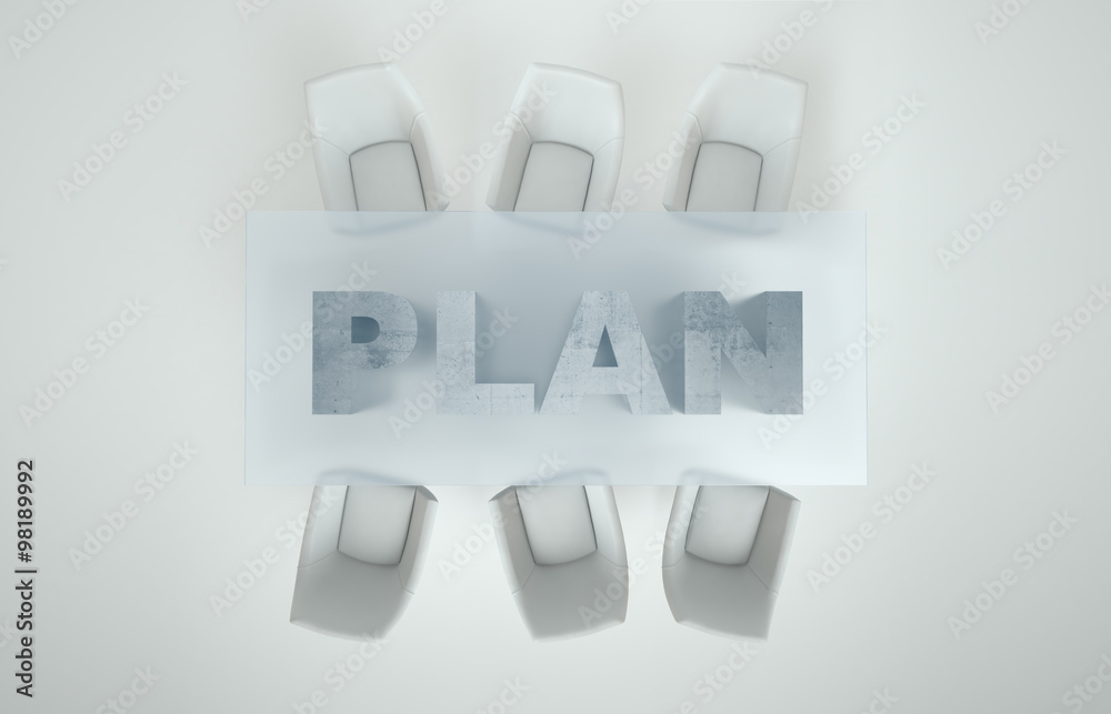 Empty workspace on glass PLAN table. Top view. High resolution render ...