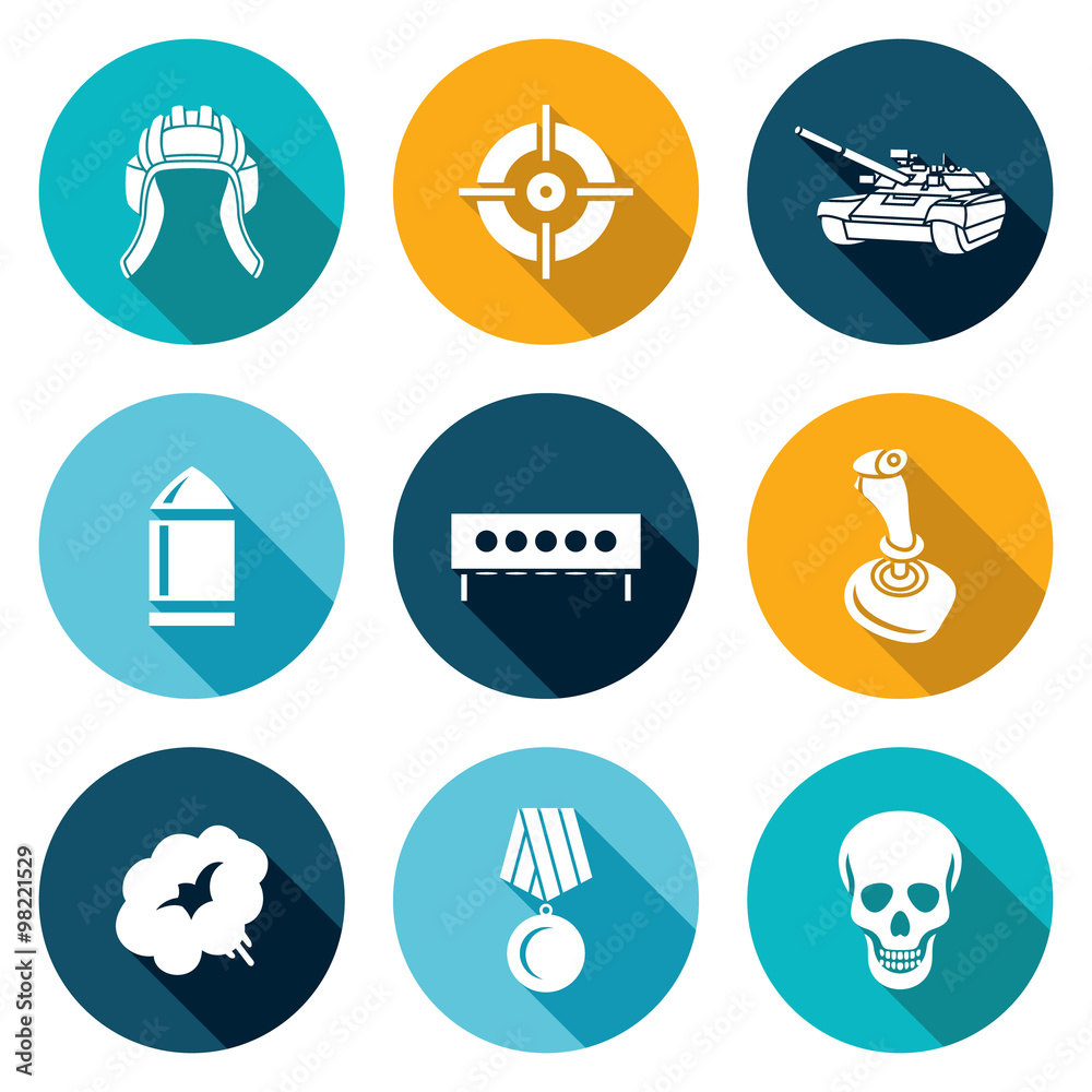 Tank shooting Icons Set. Vector Illustration. Stock Vector | Adobe Stock