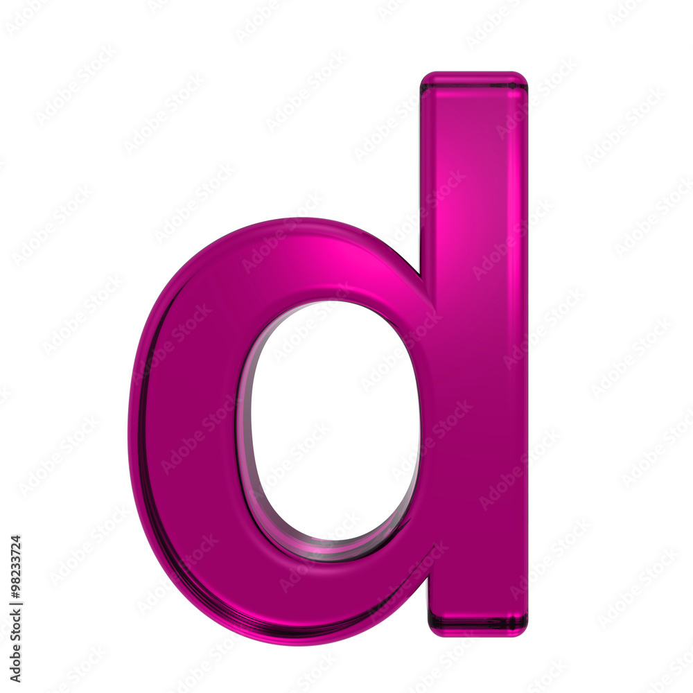 One lower case letter from pink alphabet set, isolated on white ...
