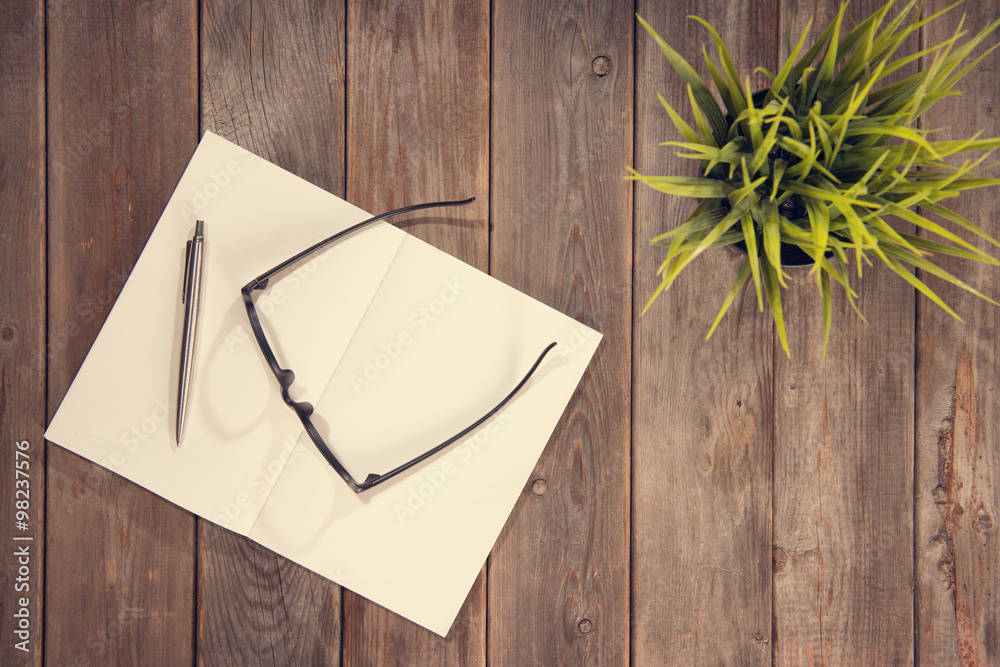 Top view work table Stock Photo | Adobe Stock