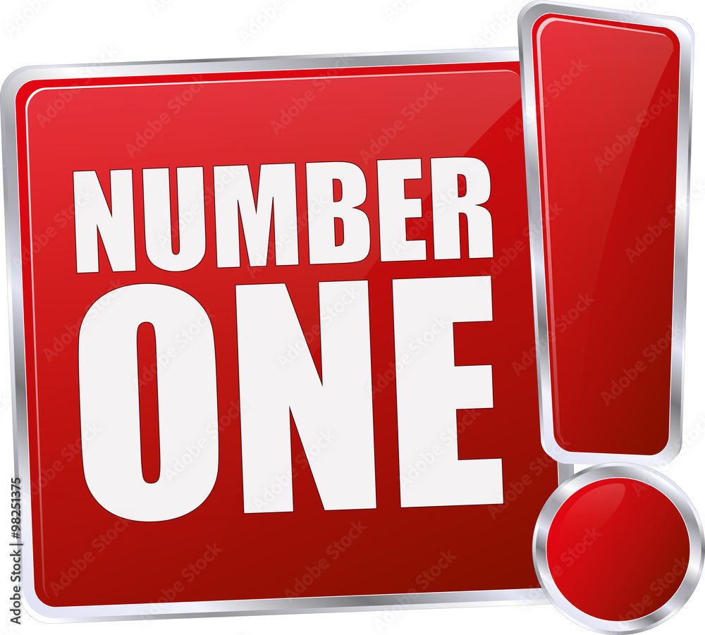 modern red number one vector sign in red with metallic border and a ...