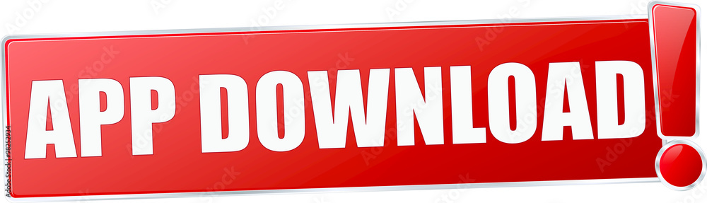 modern red app download vector sign in red with metallic border and a ...