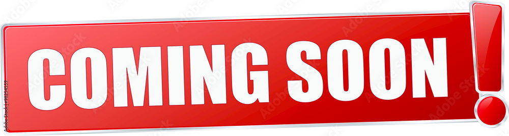 modern red coming soon vector sign in red with metallic border and a ...