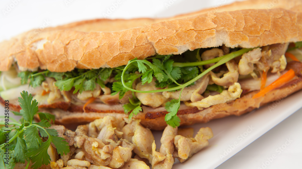 banh mi vietnamese sandwich asian chicken bacon pork fast food Stock ...