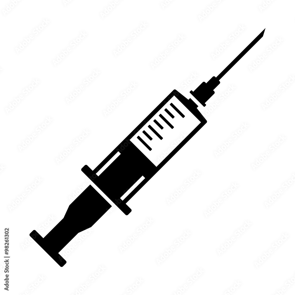 Syringe Silhouette Icon on White Background. Vector Stock Vector ...