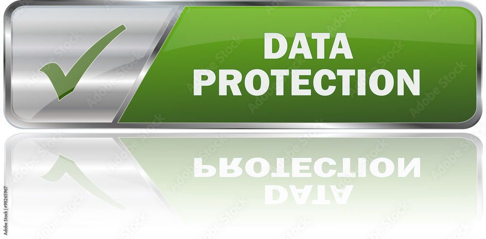 DATA PROTECTION / realistic modern glossy 3D vector eps banner in green ...