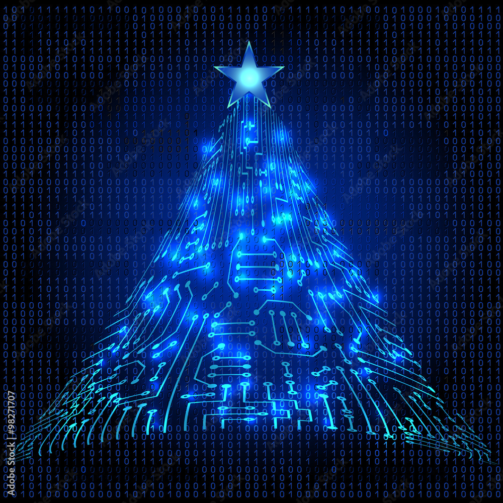 Christmas fur tree from digital electronic circuit Stock Vector | Adobe ...