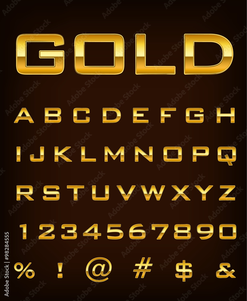 gold alphabet Stock Vector | Adobe Stock