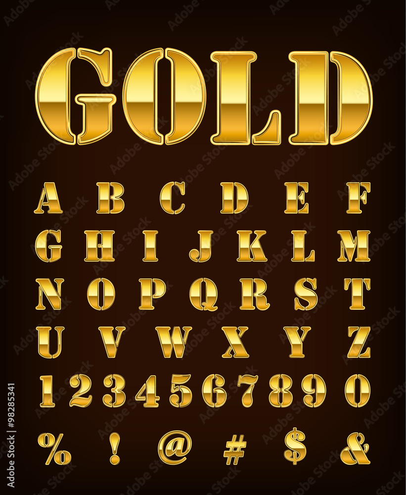 gold letter set Stock Vector | Adobe Stock