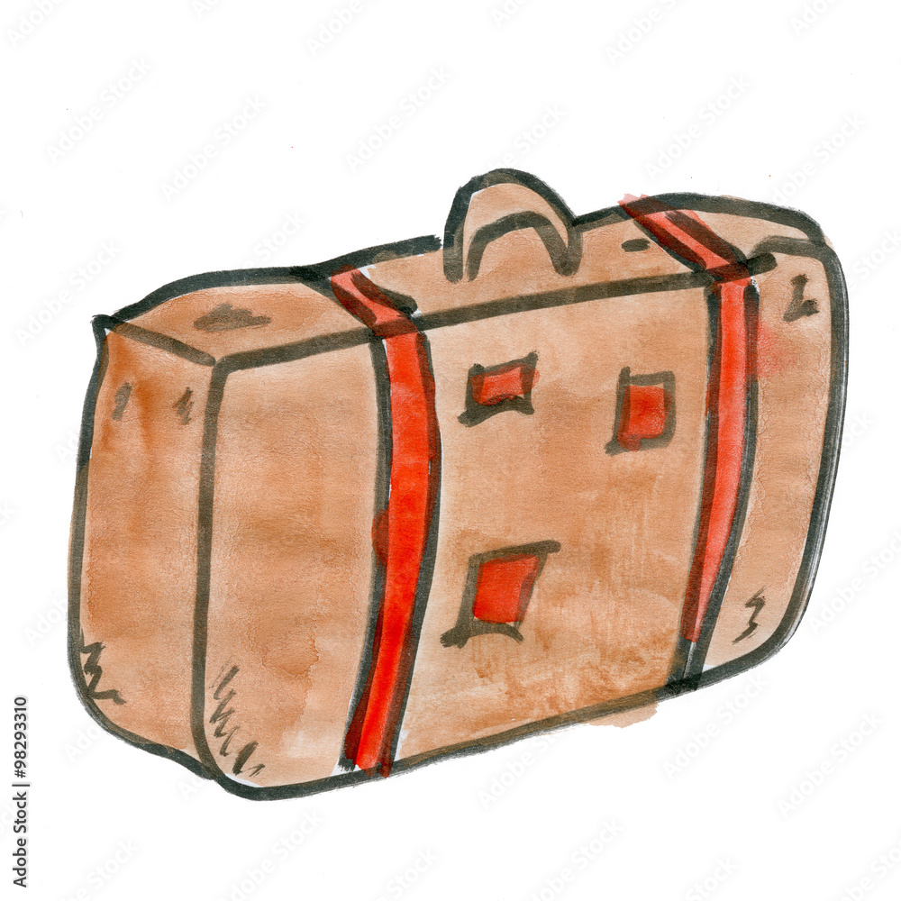 cartoon suitcase isolated on a white background cartoon watercolor ...