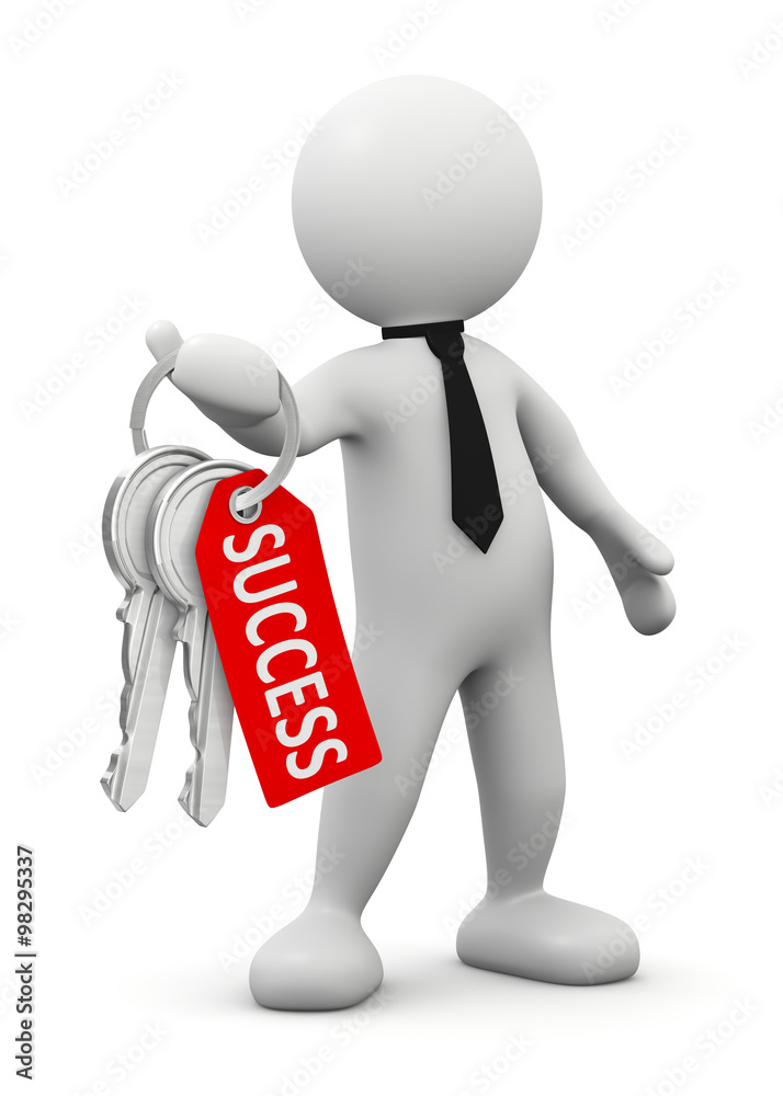 omino 3d con chiave successo Stock Illustration | Adobe Stock